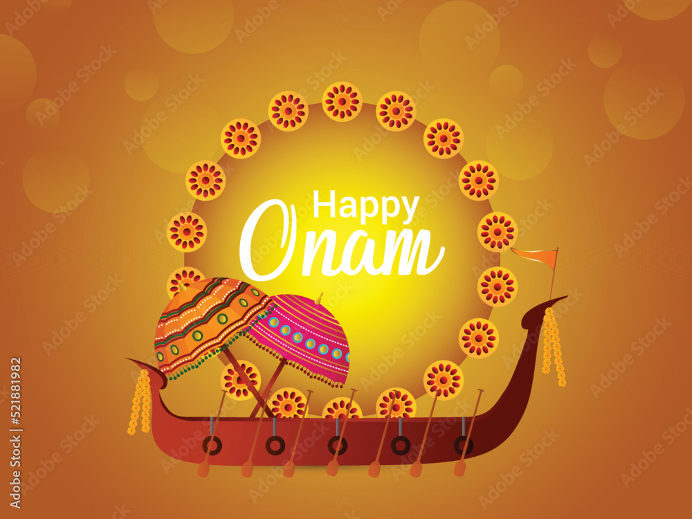 South indian festival happy onam invitation background Stock Vector ...