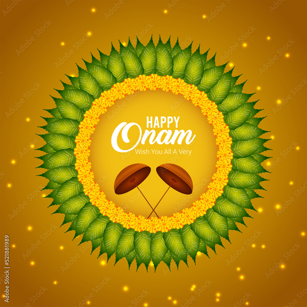 South indian festival happy onam invitation background Stock Vector ...