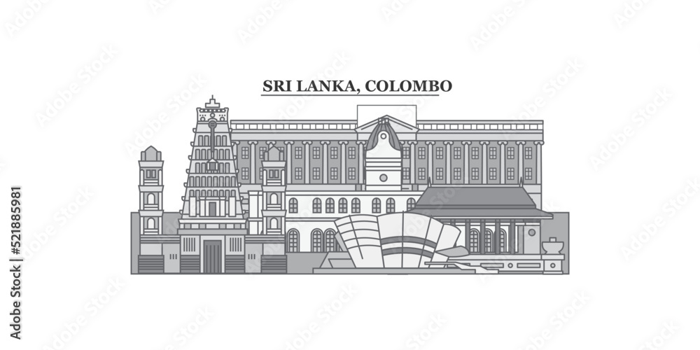Sri-Lanka, Colombo city skyline isolated vector illustration, icons ...