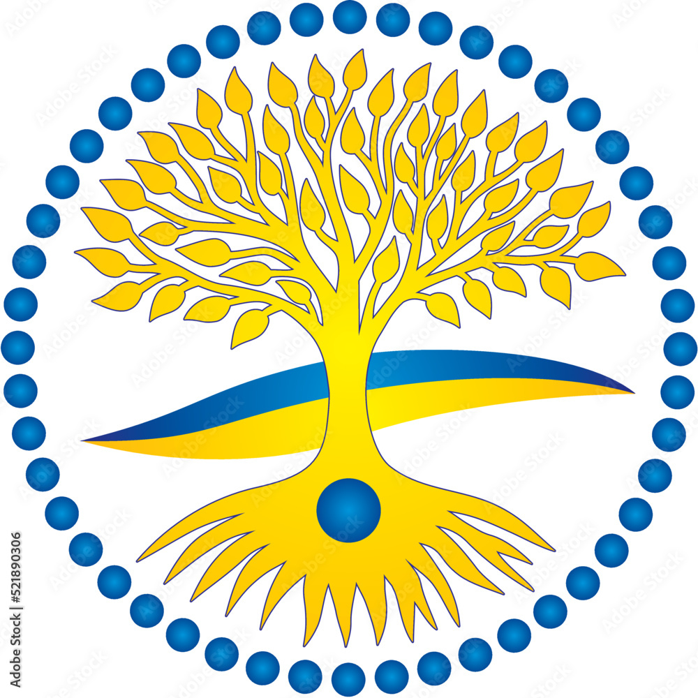 The tree of life in Ukrainian colors in the center of mandala Stock ...