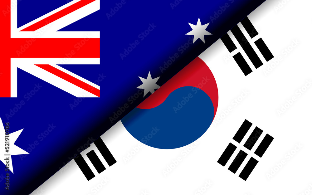 Flags of Australia and South Korea divided diagonally Stock ...