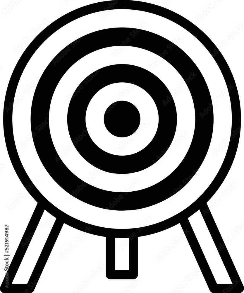 Archery target or bullseye target with legs line art vector icon for ...