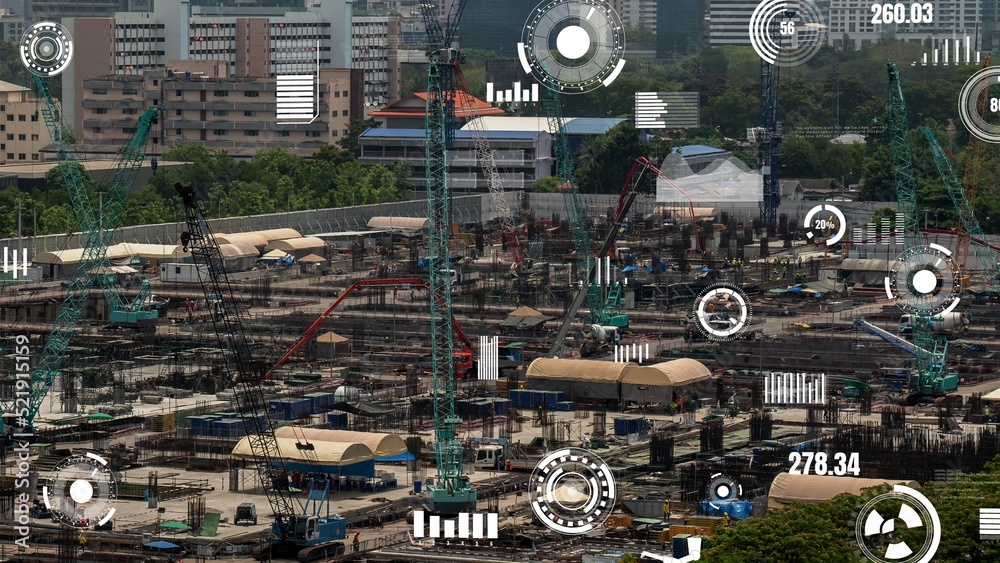 Construction technology concept with alteration graphic over ...