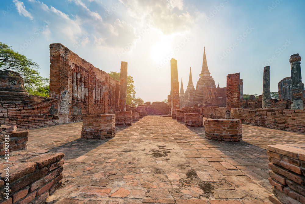Ancient temple in Ayutthaya, Thailand. The temple is on the site of the ...