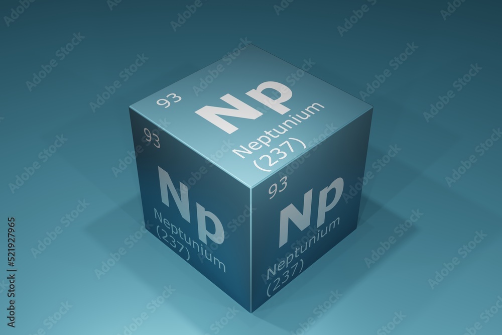 Neptunium, 3D rendering of symbols of the elements of the periodic ...