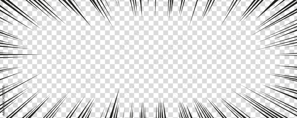 Manga comic effect on transparent background. Radial lines for comic ...