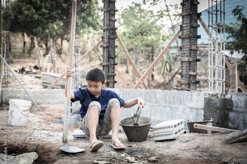 Children are forced to work construction., Violence children and ...
