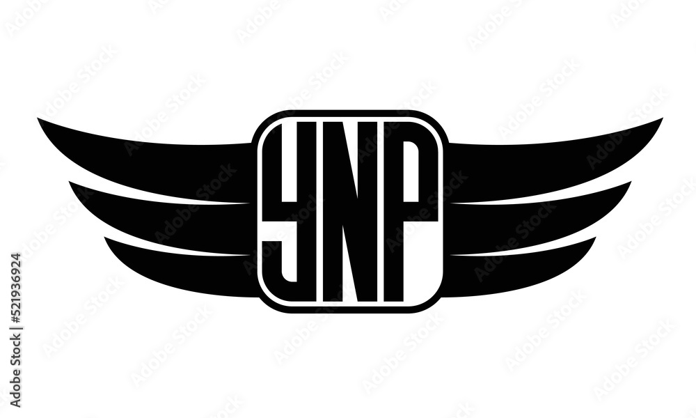 YNP three-letter Wing black and white logo design. Vector template ...