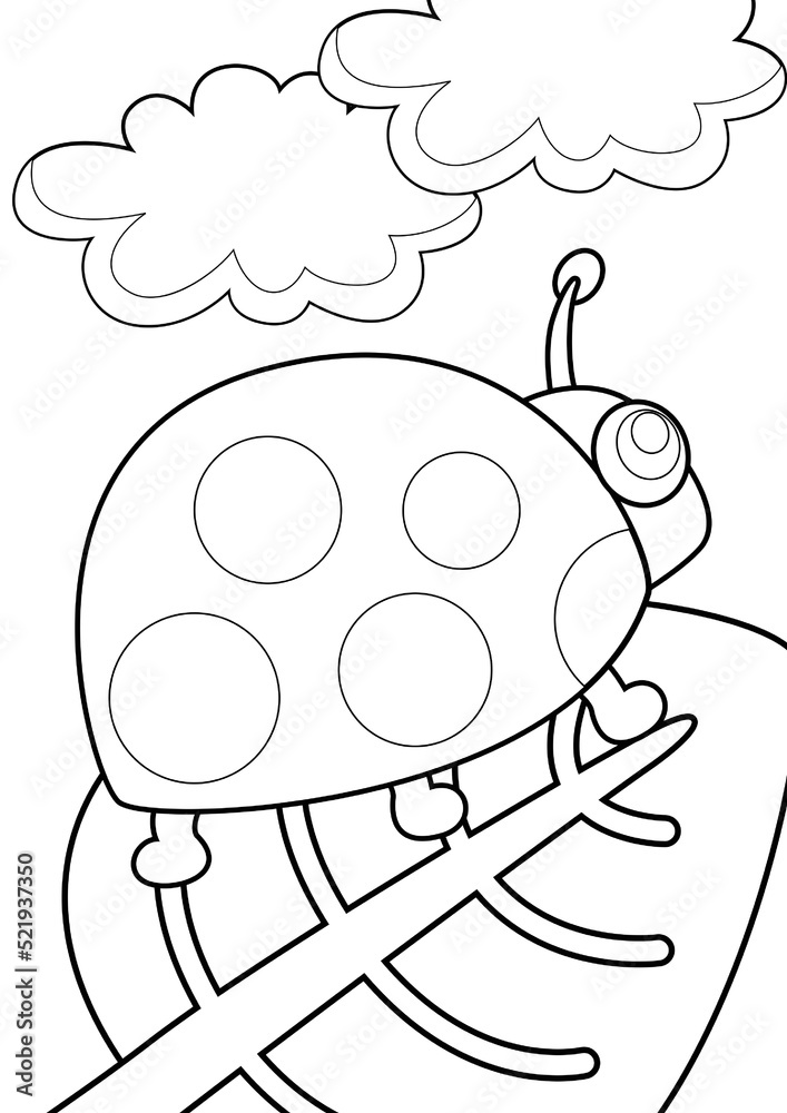 Insects Animal Theme Coloring Pages A4 for Kids and Adult Stock Vector ...