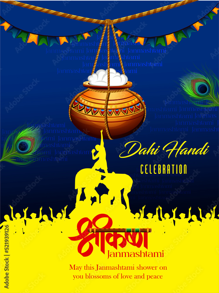 Beautiful Illustration of Dahi Handi, Traditional Poster Design for ...