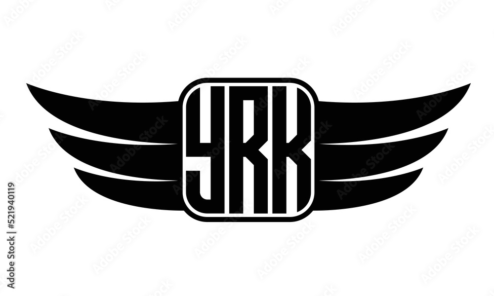 YRK three-letter Wing black and white logo design. Vector template ...