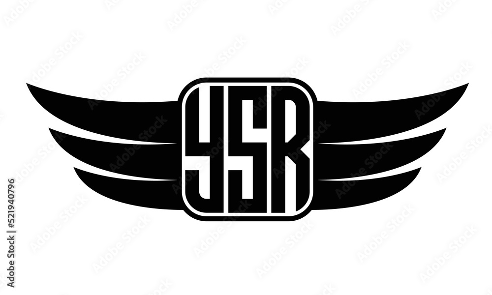 YSR three-letter Wing black and white logo design. Vector template ...
