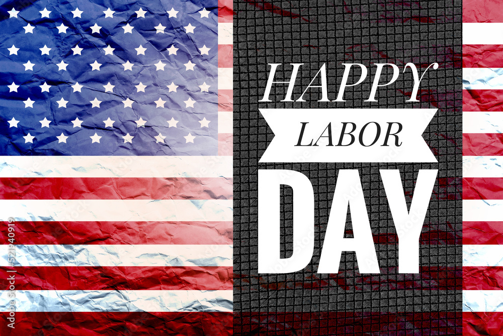Happy Labor day banner on American flag design with paper texture ...