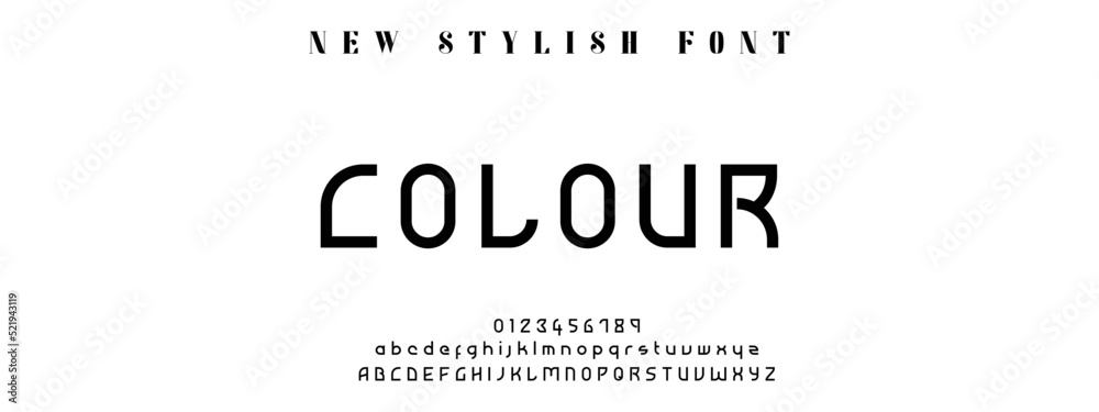 COLOUR Abstract thin line font alphabet. Minimal modern fonts and ...