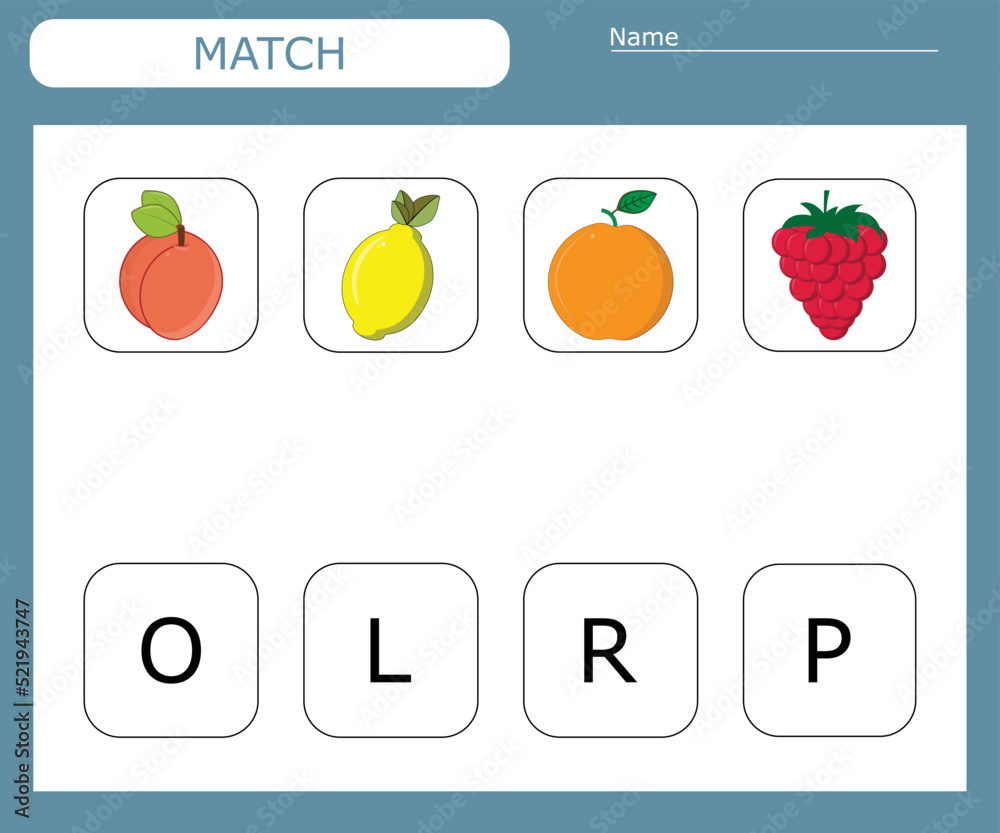Find the first letter of the fruites and connect. Educational game for ...