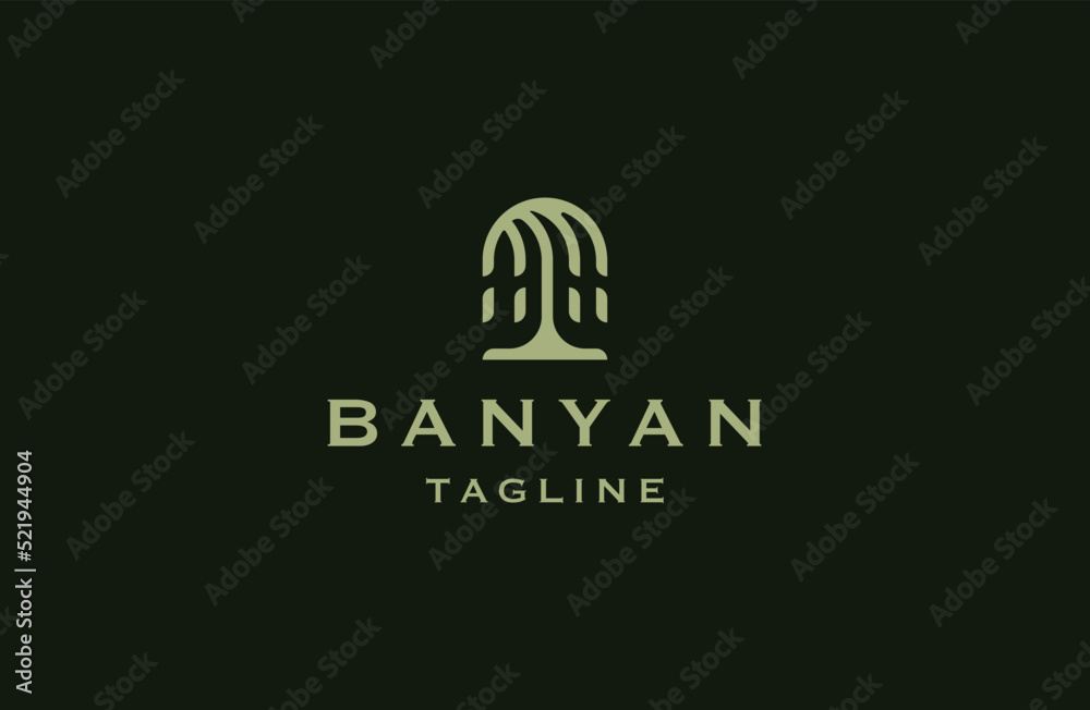 Banyan tree logo icon design template flat vector illustration Stock ...