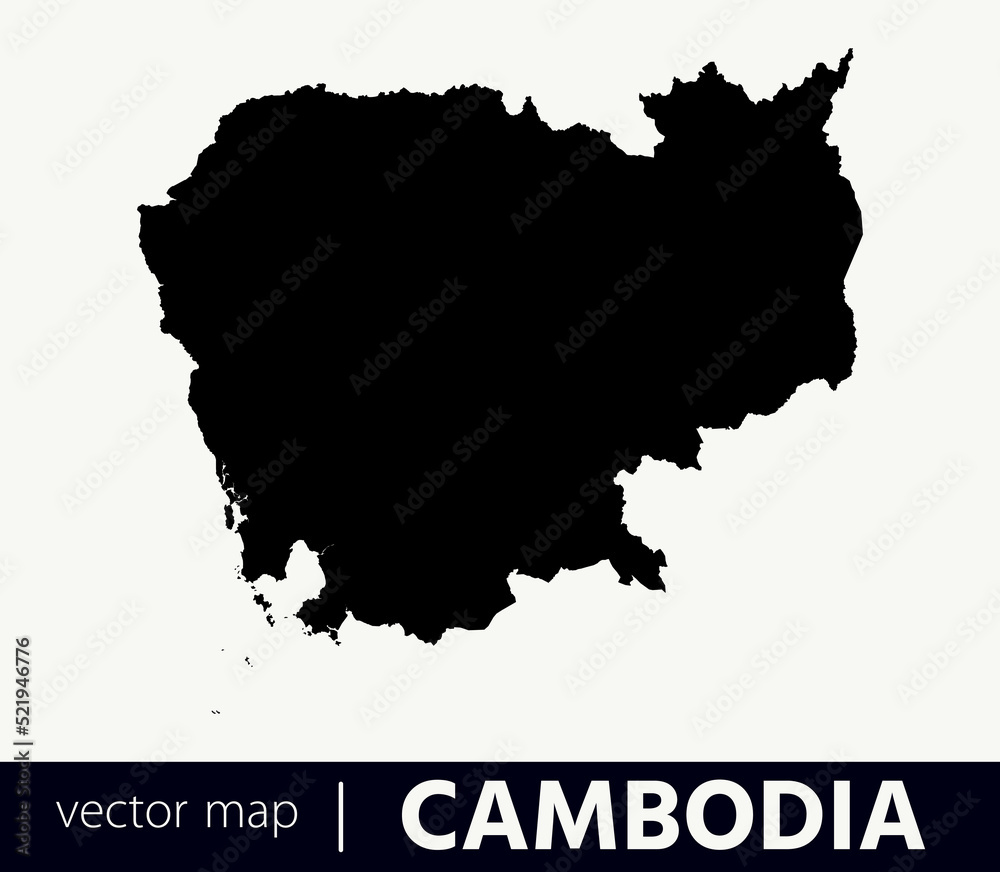High Detailed Vector Map - Cambodia Stock Vector | Adobe Stock