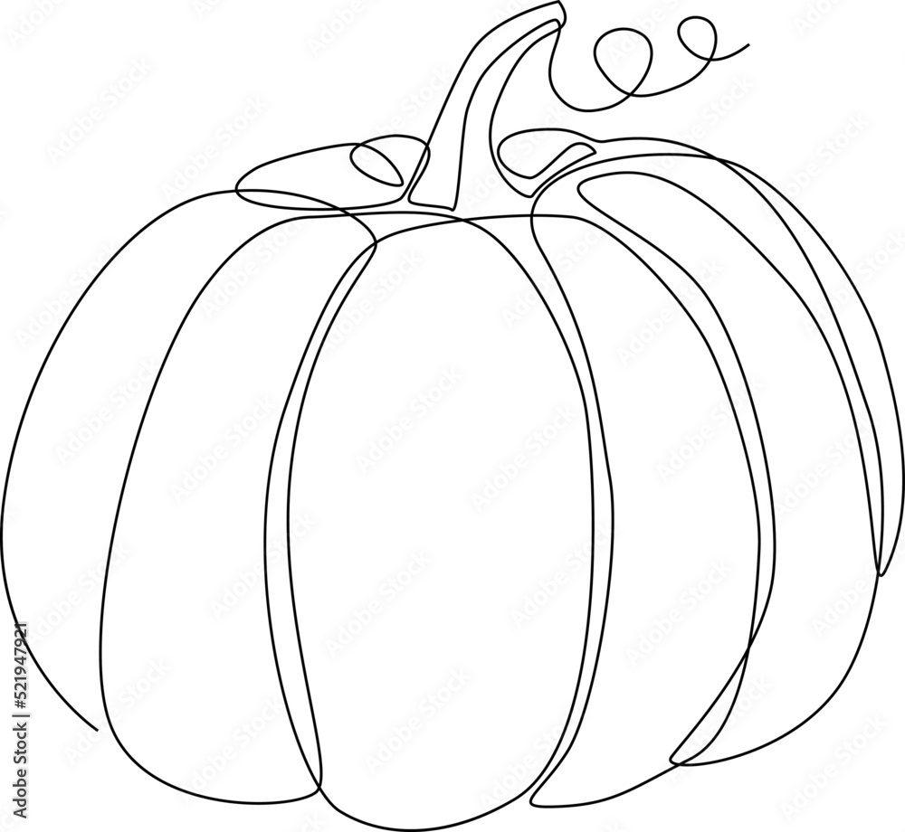 Line Drawing pumpkin autumn Stock Vector | Adobe Stock