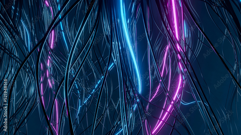 Metallic levitating hair with turbulence effect, neon bright colors ...