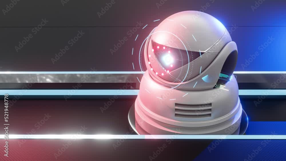 Futuristic security CCTV camera with Motion sensor. Scan the area for ...
