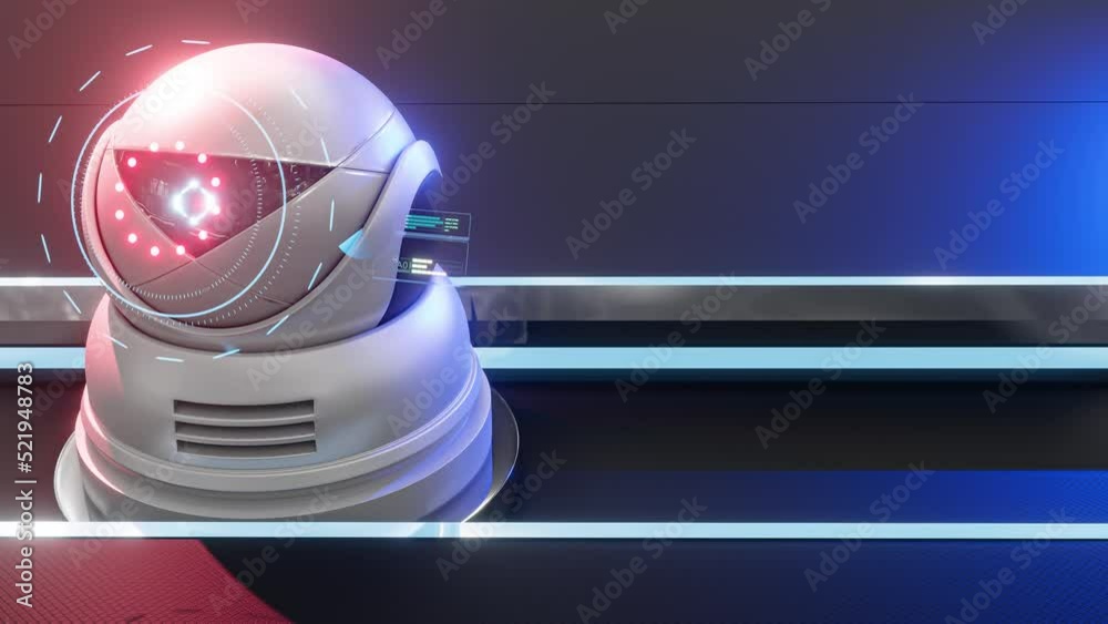 Futuristic security CCTV camera with Motion sensor. Scan the area for ...