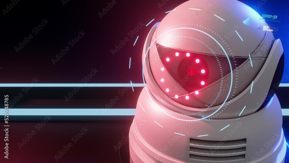 Futuristic security CCTV camera with Motion sensor. Scan the area for ...