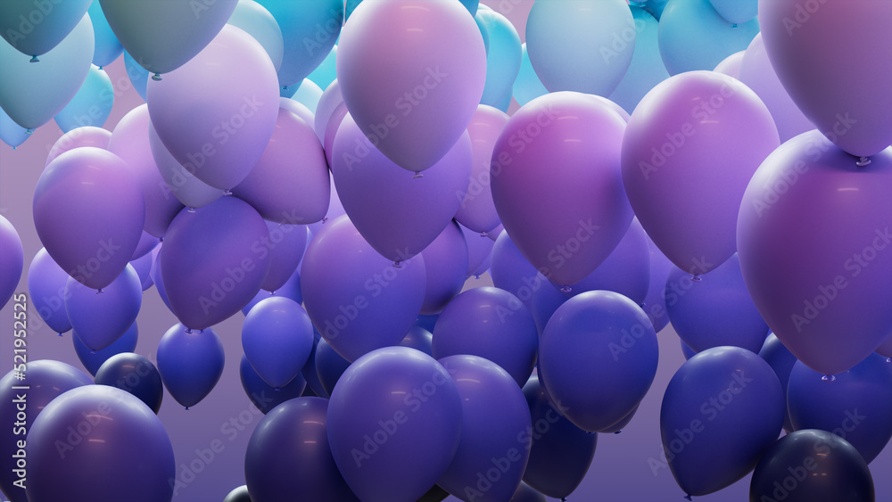 Modern Party Background, with Blue, Purple and Turquoise Balloons. 3D ...