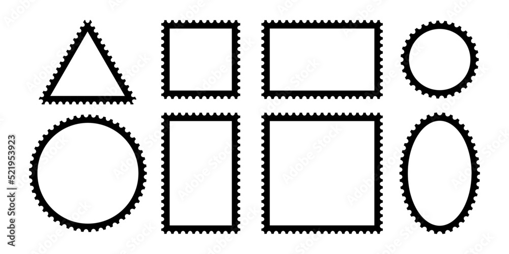 Postage stamp frames. Empty border template for postcards and letters ...