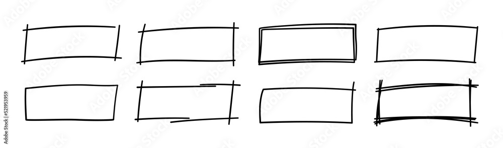 Hand drawn rectangle frames. Grungy scribble rectangle frames. Doodle ...
