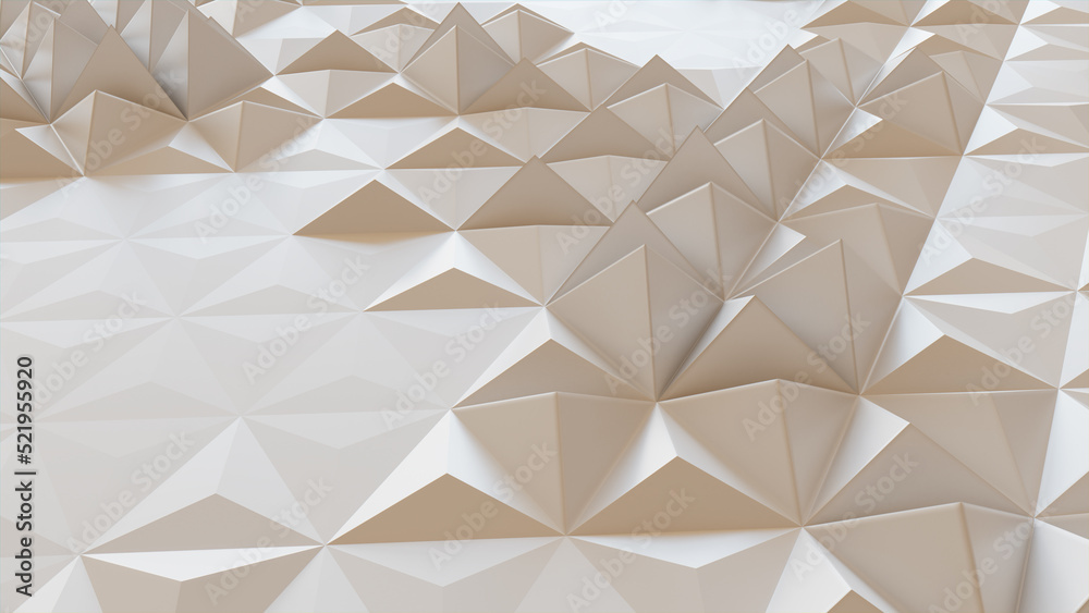 White Three-Dimensional Surface with Triangular Pyramids. Futuristic ...
