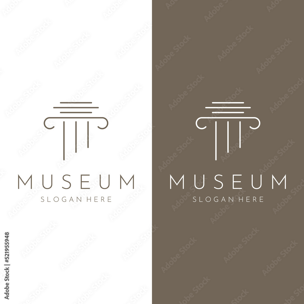 Museums, museum columns, museum lines, museum pillar logos. Museums ...