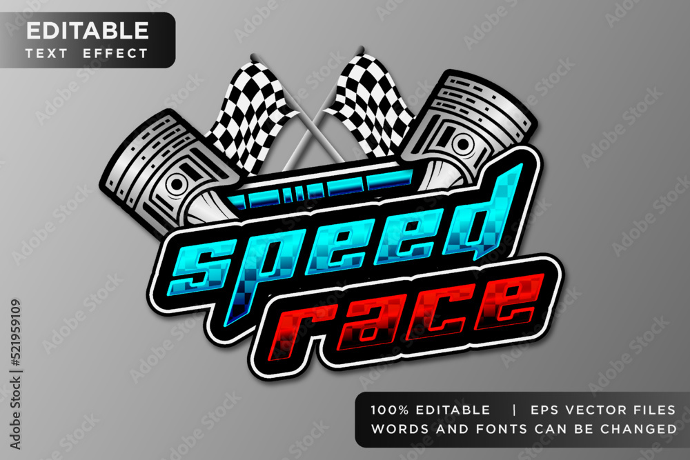 racing editable text effect, racing text logo design illustration ...