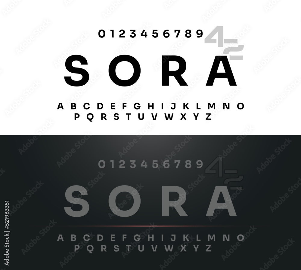 SORA Minimal urban font. Typography with dot regular and number ...