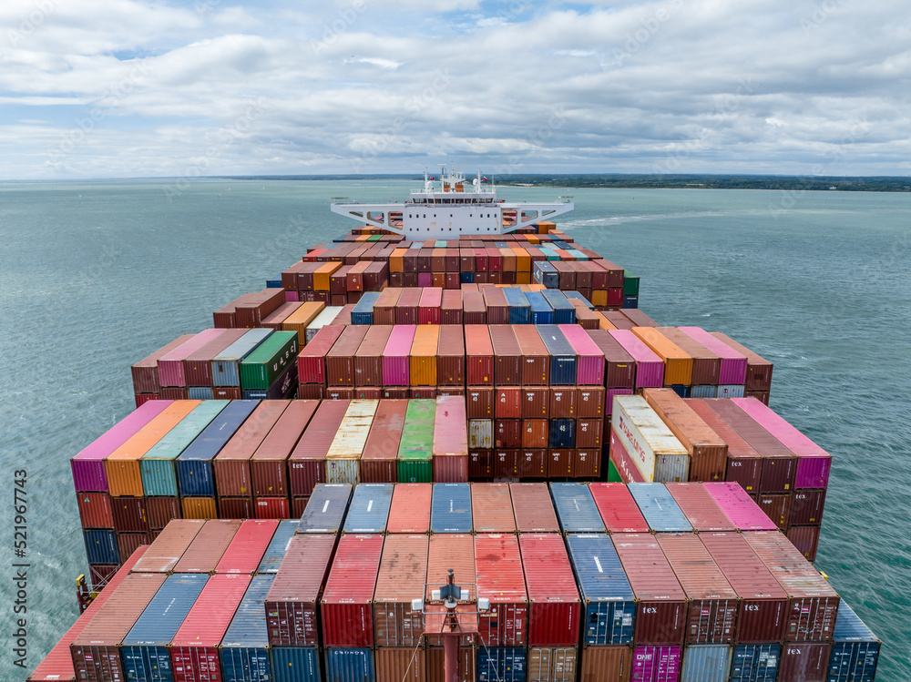 Container Ship at Sea Moving Cargo for International Trade Stock Photo ...