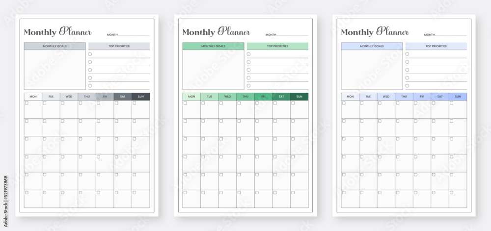 Monthly Planner Template Design. Printable Monthly Planner Template ...