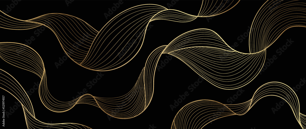Elegant abstract line art on dark background. Luxury hand drawn with ...