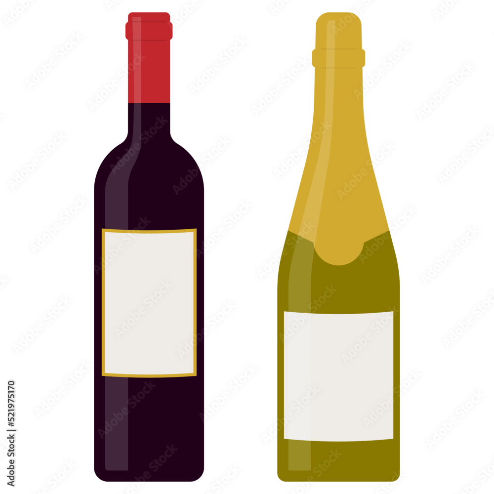 ワインボトル 赤ワイン 白ワイン イラストセット Stock Vector Adobe Stock