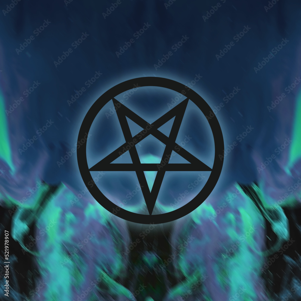 Satanic pentagram on blue smoke background Stock Illustration | Adobe Stock