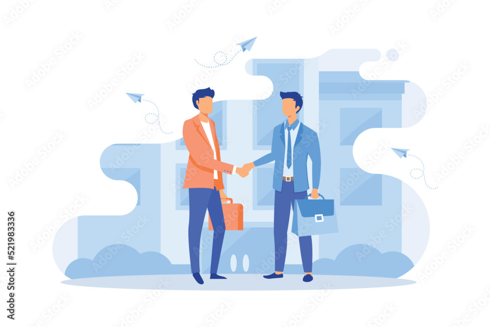 Business partnership relation concept idea with tiny people character ... Business partnership relation concept idea with tiny people character ...