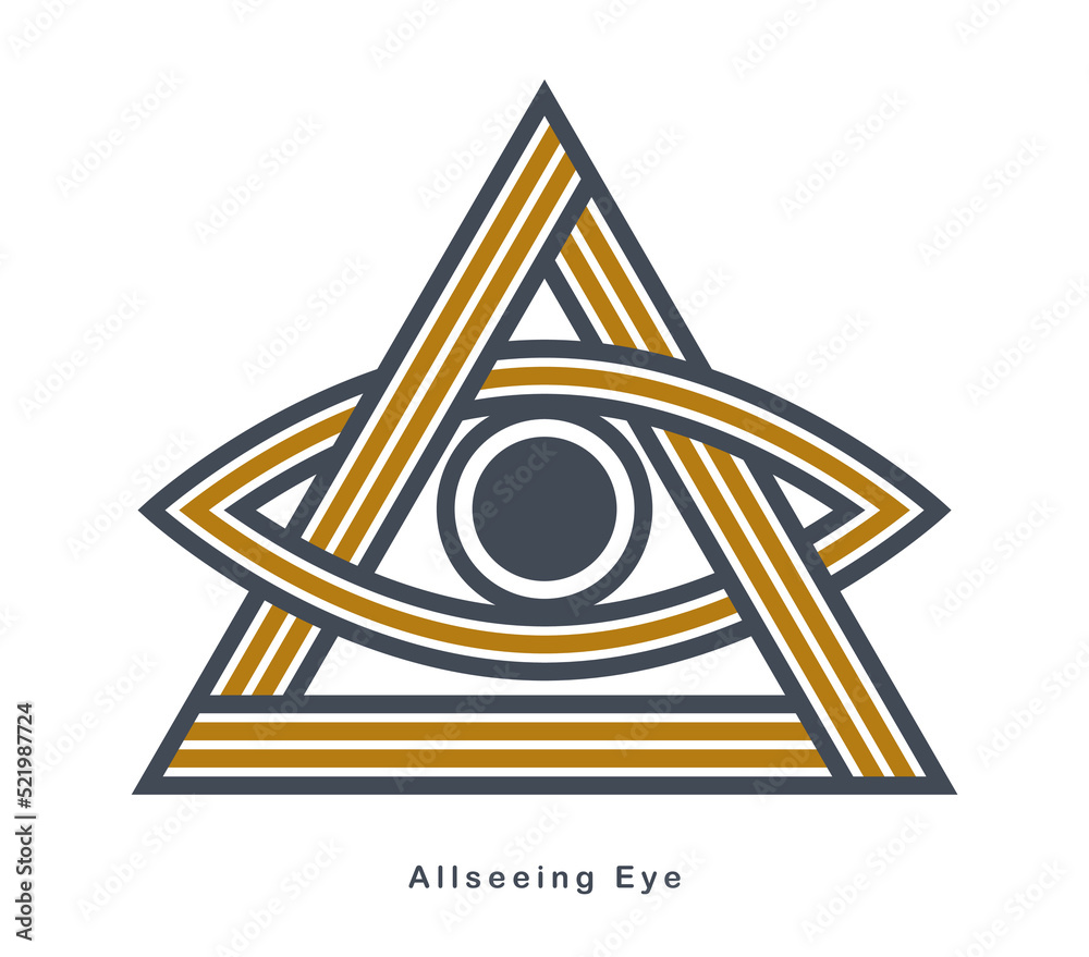 All seeing eye in triangle pyramid vector ancient symbol in modern ...