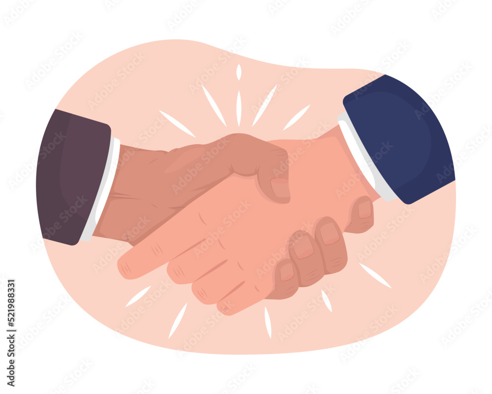 Making deal 2D vector isolated illustration. Two businessmen. Etiquette ...