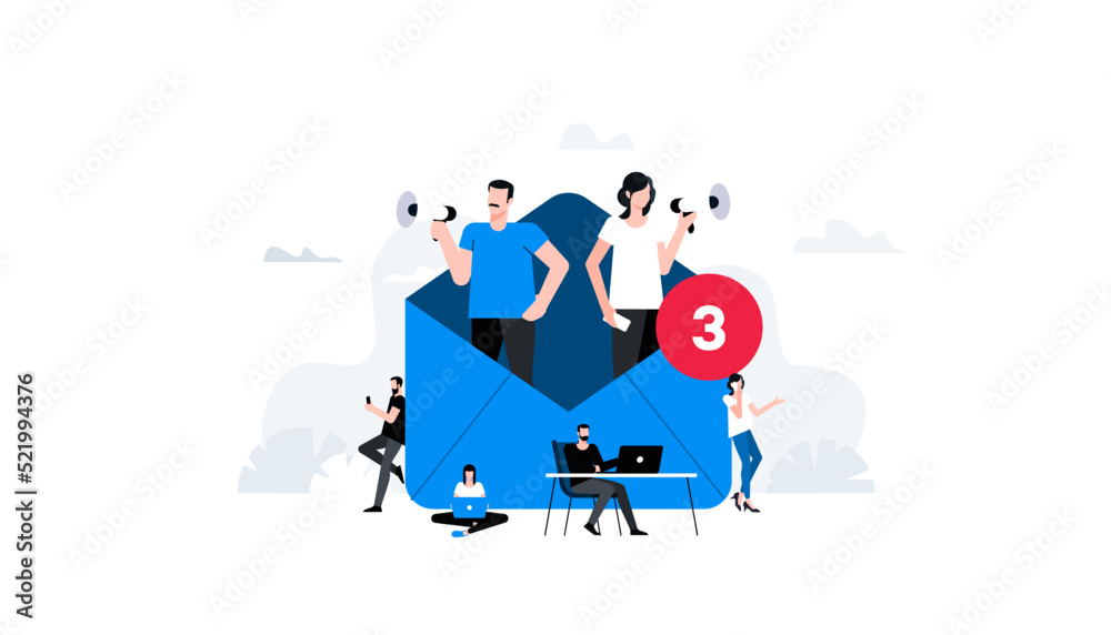 New email notification. Conceptual vector illustration. Social network ...