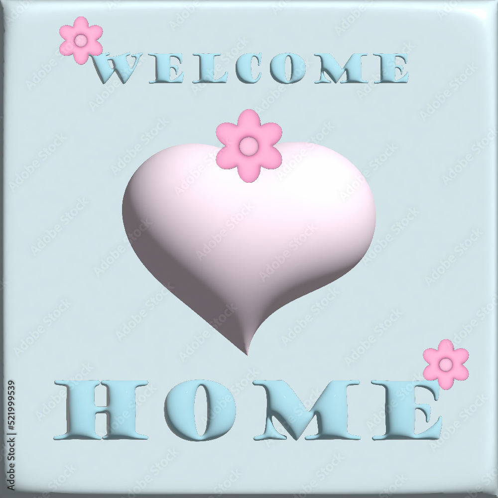 WELCOME HOME 3D POSTER ILLUSTRATION FILE Stock Vector | Adobe Stock