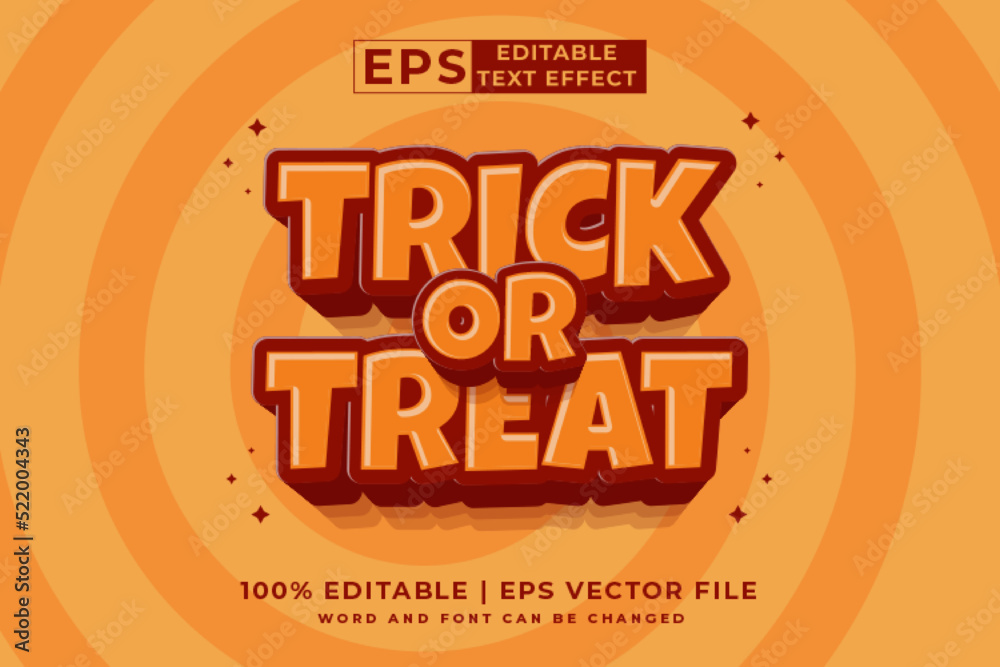 Editable text effect Trick Or Treat 3d cartoon template style premium ...
