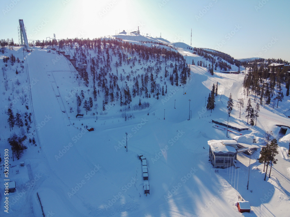 Ruka, Kuusamo, Finland. Ski resort Ruka in Finnish Lapland Stock Photo ...