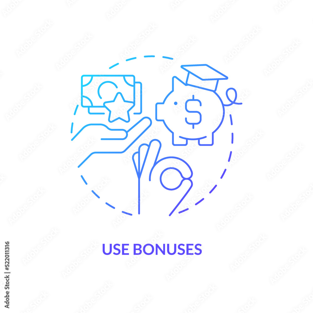 Use bonuses blue gradient concept icon. Alternative financial sources ...