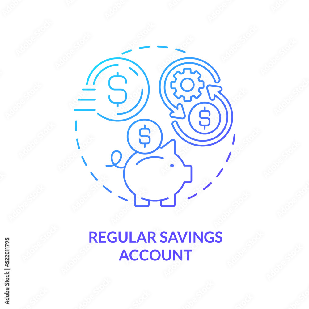 Regular savings account blue gradient concept icon. Deposit program ...