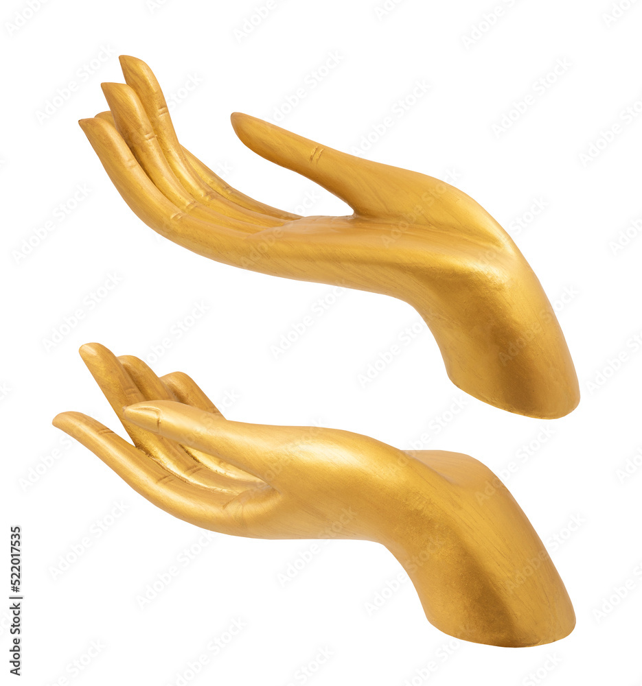 Old gold hands isolated on white background with clipping path. Stock ...