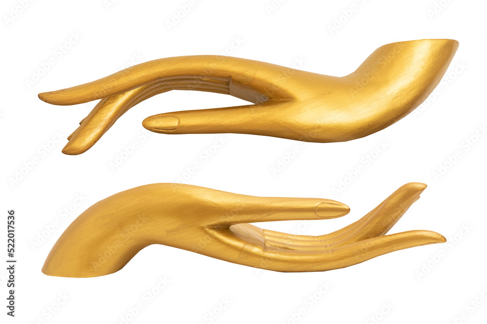 Old gold hands isolated on white background with clipping path. Stock ...