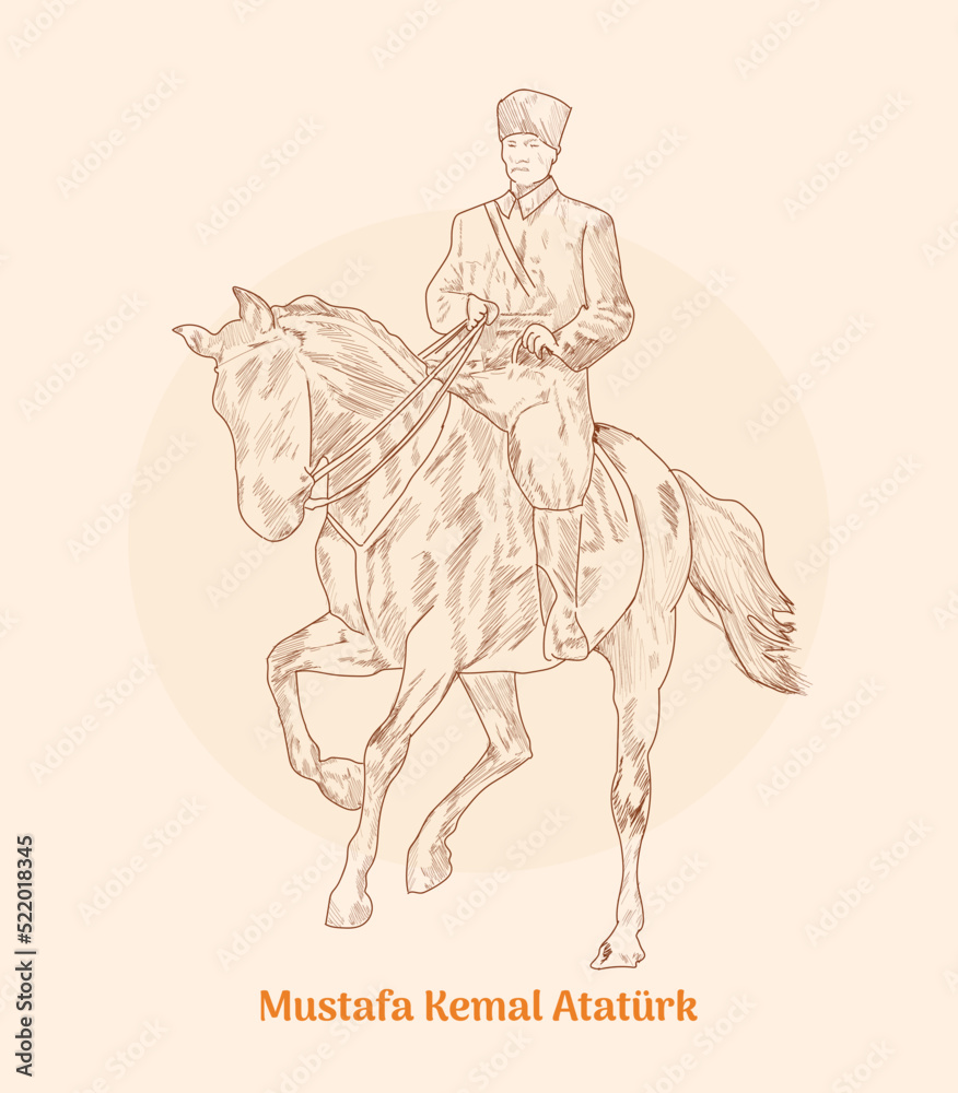 mustafa kemal atatürk hand drawing vector illustration Stock Vector ...